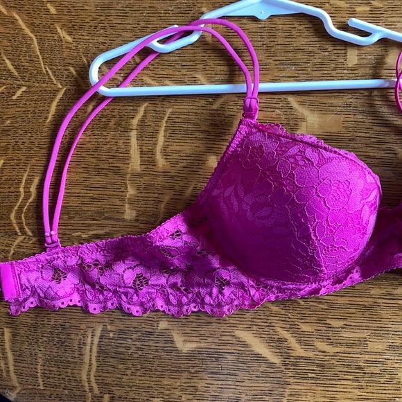SHEIN | Intimates & Sleepwear | Hot Pink Lace 8c34d Lightly Padded Bra ...